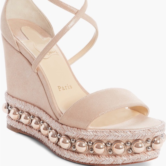 Christian Louboutin | Shoes | Christian Louboutin Cream Wedges With ...